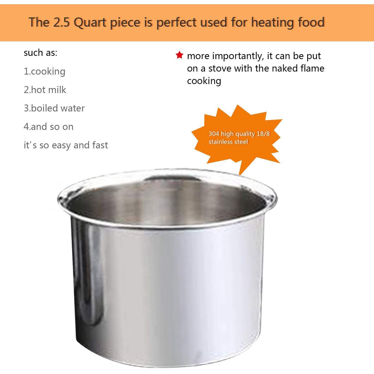 Smala 2-Pack Stainless Steel Double Boiler, Heat-Resistant Handle for, Cheese, Caramel and - Steel Melting Pot, 2 Cup Capacity, Universal Pad