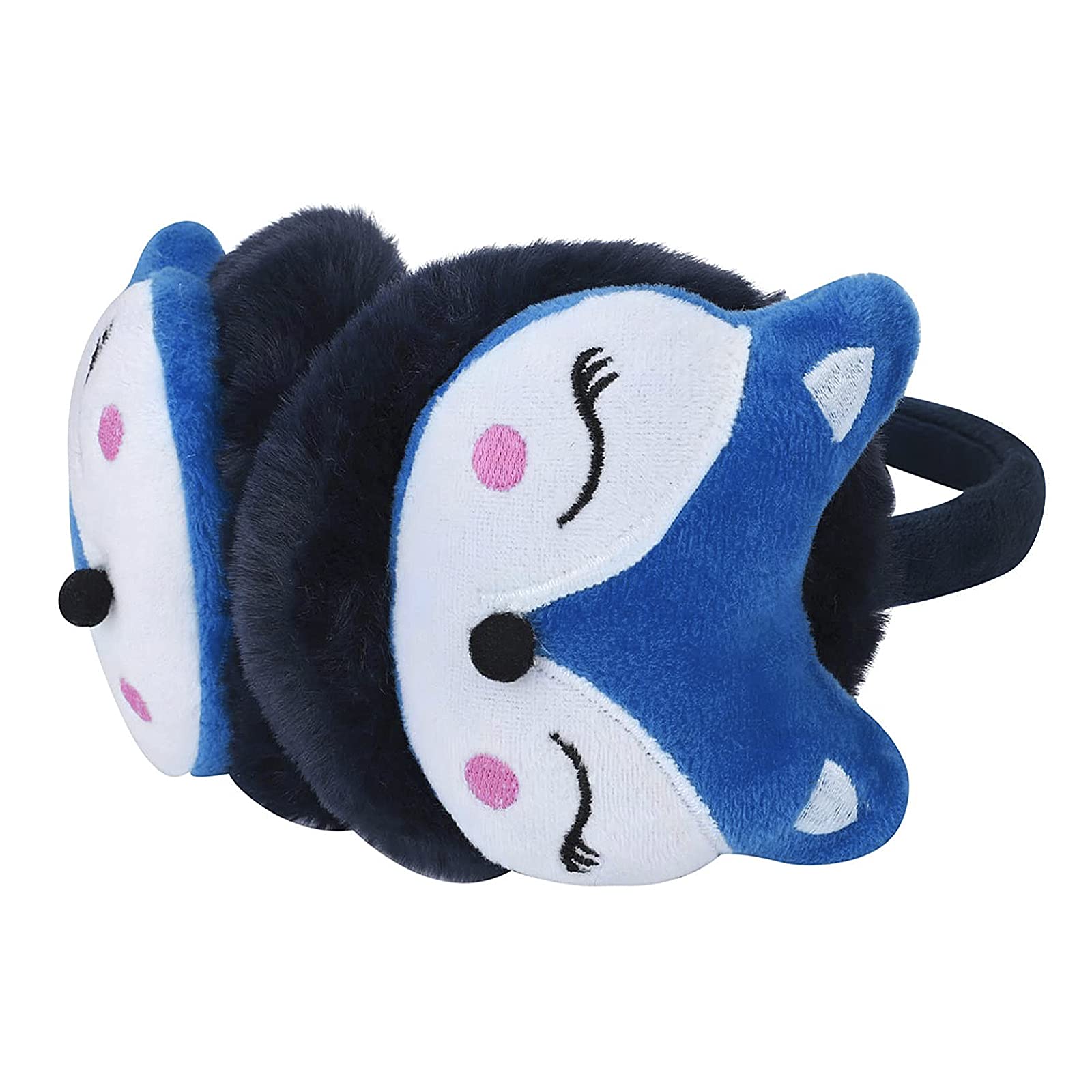RONGXG Cute Fox Earmuff Girl Boy Plush Winter Warm Ear Muff Soft Furry Outdoor Ear Warmer Muff Kid Ear Cover Anti-Cold Ear Protector, Blue, One Size