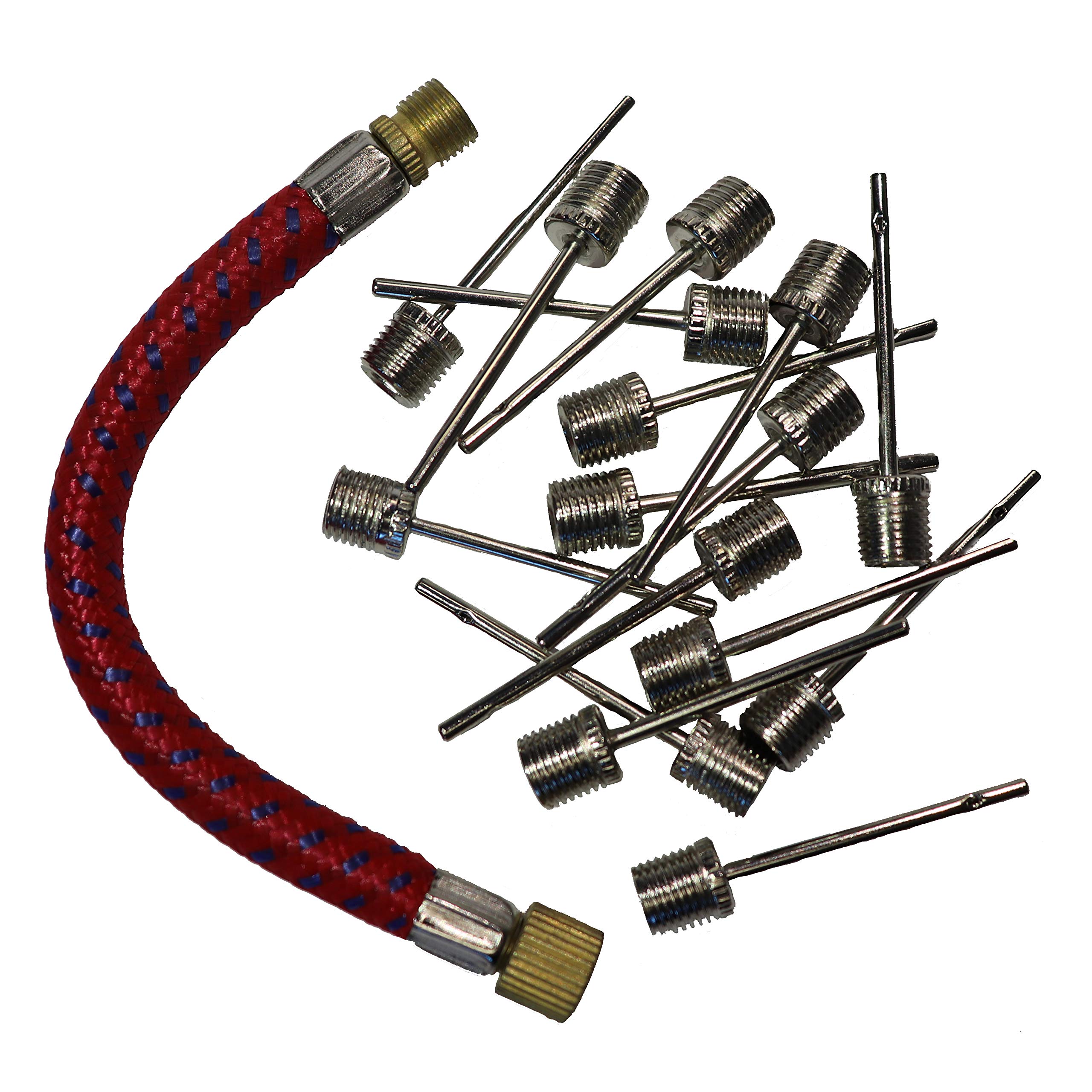 MarathonBasics 17 Piece Ball Pump Needle Kit - 16 Air Pump Needles, Extension Hose, Plastic Case
