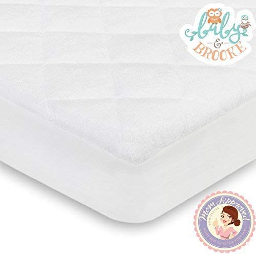 Organic Bamboo from Viscose Fitted Crib Mattress Protector Pad by Baby&Brooke β 100% Waterproof, Absorbent, Non-Toxic, Breathable Mattress Cover - (52"x 28"x 8")