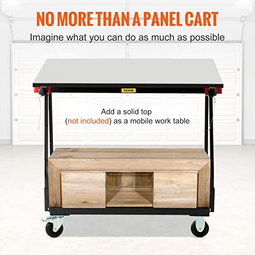 VEVOR Material Mate Panel Cart and Shop Stand, 4 x 4β Smooth Rolling Casters, Adjustable Width 22''-30-1/4'', Rigid Iron Frame Construction Plywood Cart, Mobile Workbench for Tools and Accessories