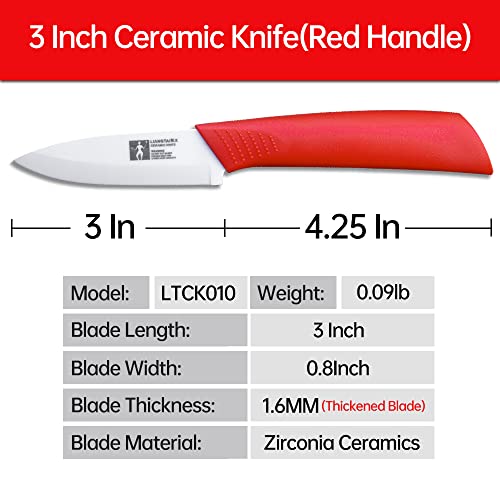 LIANGTAI Ceramic Knife 3 Inch Fruit Knife (Red Handle)