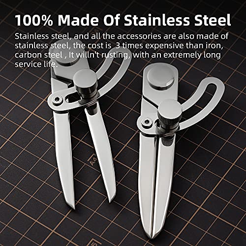 WUTA Wing Divider High Polished 304 Stainless Steel Adjustable Spacing Compass Wing Divider Scriber Leather Regulation Tools Edge Creaser DIY for Woodworking Leather Marking