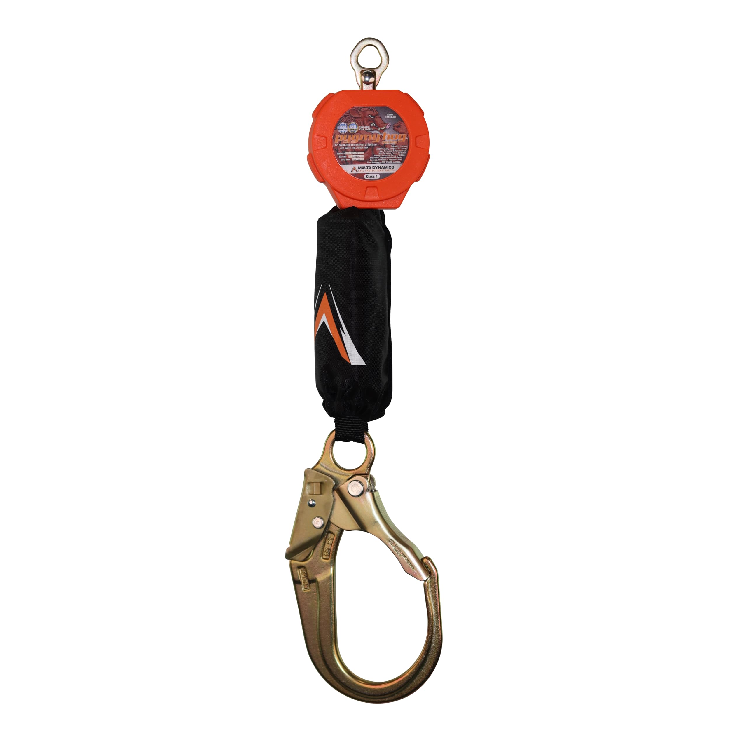Malta Dynamics Pygmy Hog 11' Web Self Retracting Lifeline, YoYo Cable with Rebar Hook, Fall Protection Retractable Safety Harness Lanyard - OSHA/ANSI Compliant