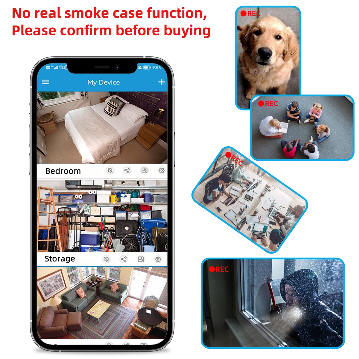 WiFi Camera in Wall Smoke Case,lizvie 1080P Wireless Security Camera with Cell Phone App,Motion Detection,Night Vision for Home and Office Surveillance, Support iOS/Android Multi-User Operation