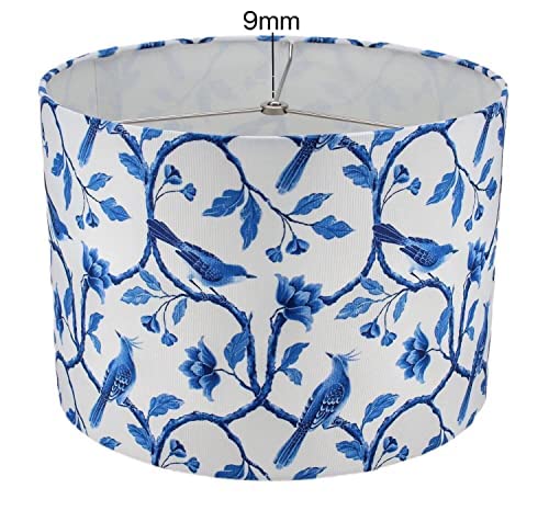 Tristan Home Premium Blue and White Floral Cylinder Drum Lamp Shade Spider Fitting 13x13x9 Inches