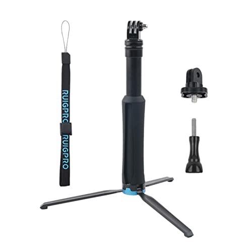 Ronyme Portable Selfie Stick Tripod Stand Extension Pole for Action Cameras - with Long Screw
