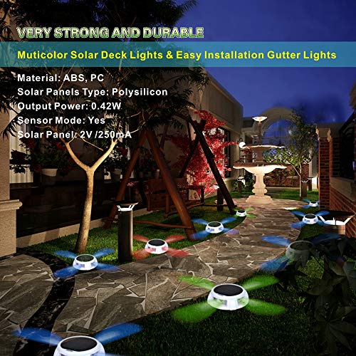 MOWASS Solar Deck Lights, Outdoor Waterproof RGB LED Step Lights,Solar Powered Driveway Garden YardPatio Stair Decor Lights - 4Pack