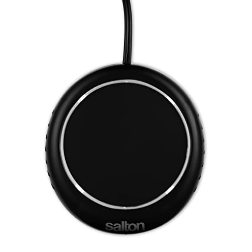 Salton LED Lit Coffee Mug & Tea Cup Warmer for Office, Gaming Lights or Candle Warming, Electric Beverage Warmer with Automatic Temperature Control, Black (SMW2094BKW)