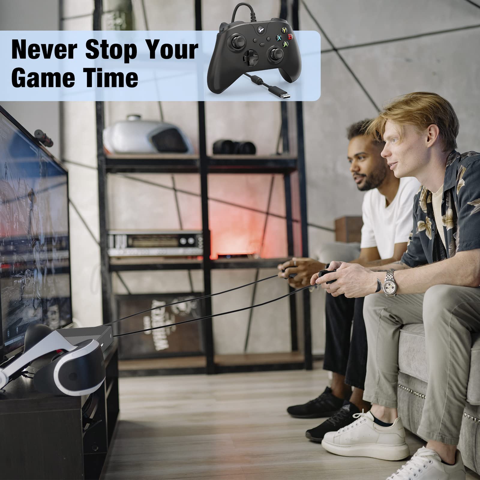 Oussirro Wired Controller for Xbox One,Xbox 1 X/S/Xbox Series X/S,PC Controller Gamepad with Turbo Function Dual Vibration Refined Analog Joystick Tunable Triggers Stereo Headset Jack