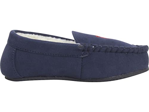 POLO RALPH LAUREN Boy's Dezi IV Moccasin Slipper (Big Kid) Navy Microsuede/Red Pony Player 5 Big Kid M