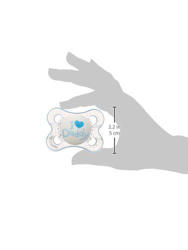 MAM I Love Daddy Collection Pacifiers (2 Pack, 1 Sterilizing Pacifier Case), MAM Pacifier 0-6 Months, Baby Pacifiers, Baby Boy, Best Pacifier for Breastfed Babies, Designs May Vary