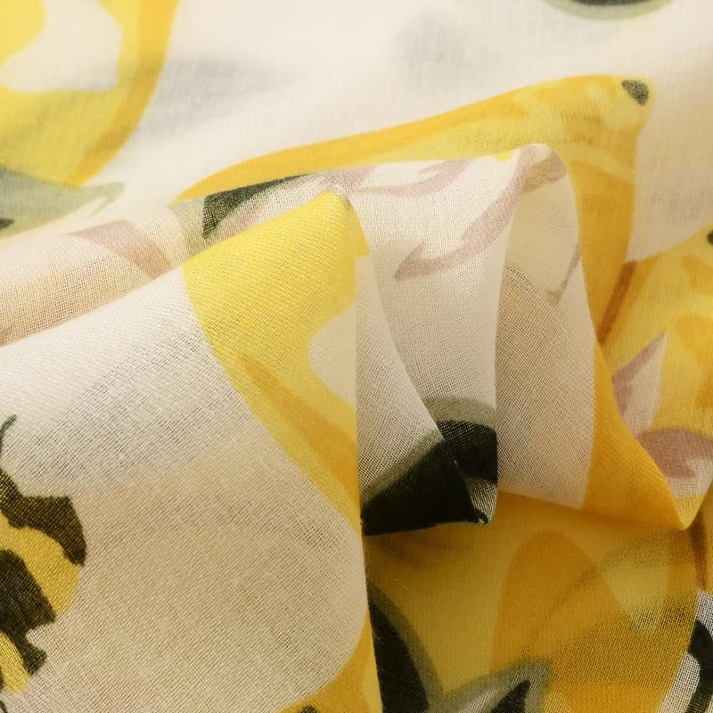 scarf Fruit Lemon Floral Fringe Viscose Shawl Scarf Headband Wrap Pashmina Stole (Color : A, Size : One size)