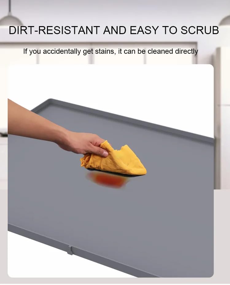 Premium 34β x 22β Under Sink Mat with Bonus Faucet Splash Guard: Waterproof Silicone Kitchen Sink Mat with Drain Hole - Rubber Mat Cabinet Protector, Anti-Slip, and Waterproof Kitchen Cabinet Liner