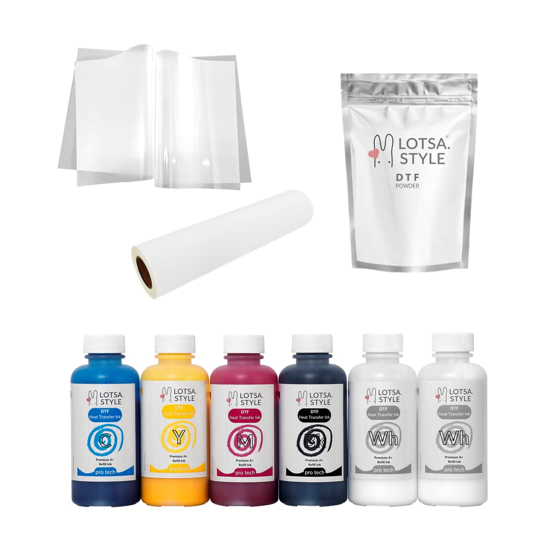 LOTSA. STYLE Premium DTF Ink Refill for Inkjet Printers Heat Transfer Film Printing (250ml, Magenta)
