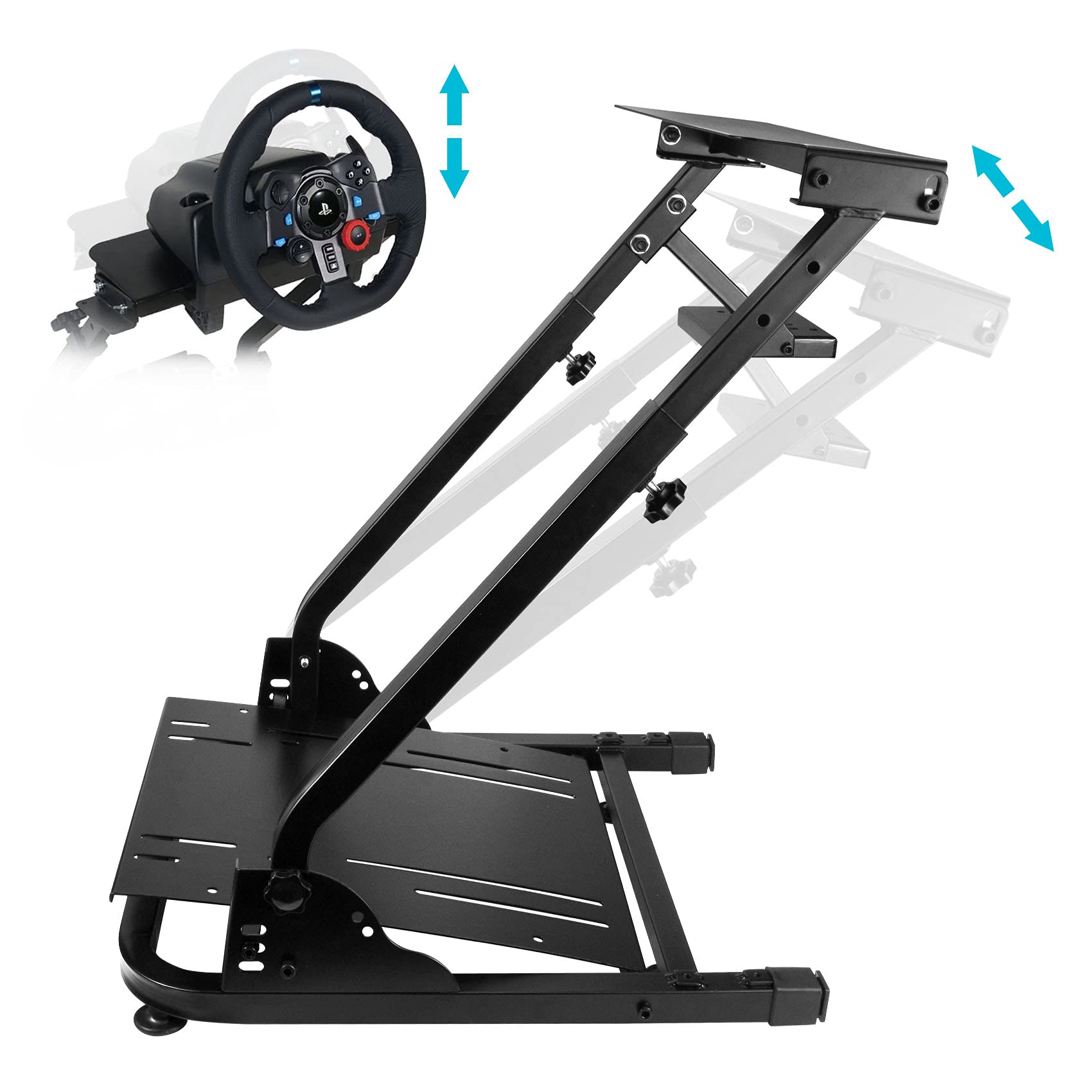 Oswerpon Racing Steering Wheel Stand Fit for Logitech G25, G27, G29, G920 Height and Angle Adjustable Gaming Racing Simulator Wheel Stand Without Pedals and Wheels