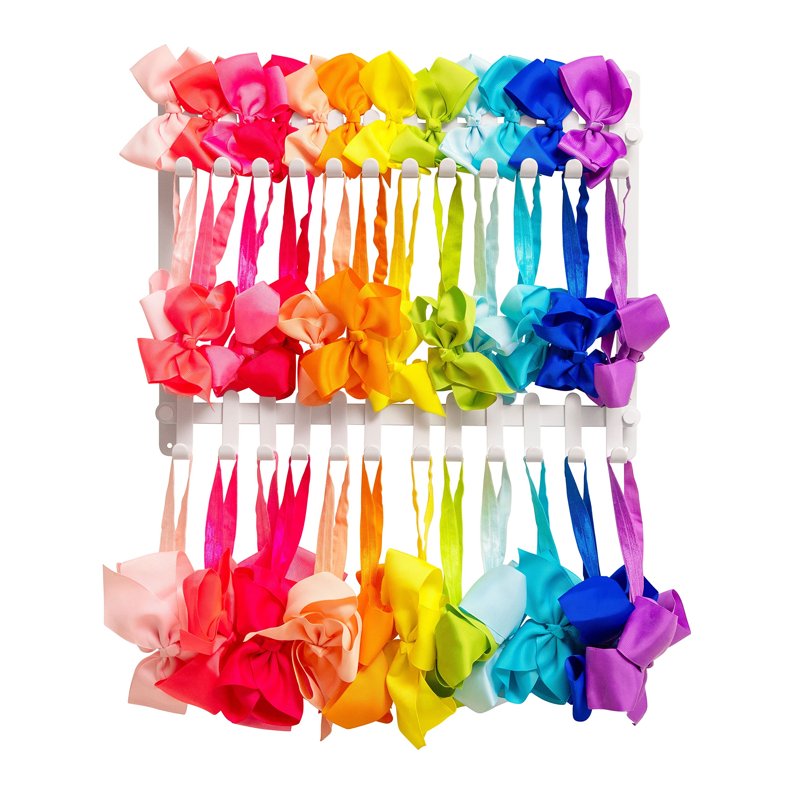 Ollirovey Metal 30 Hook Medium Size Headband Display and Headband Organizer for Girls Hair Bows Holds up to 120 Hair Accessories 4 per Hook - Hooks Adjustable - Wall Mounted