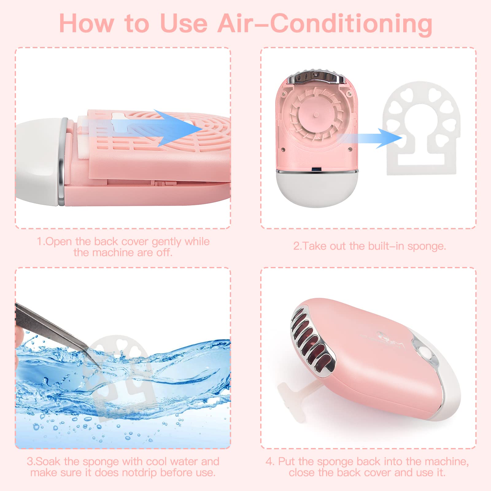 MISMXC Eyelash Fan,Rechargeable Handheld Mini Fan Lash Dryer with Built in Sponge,Perfect for Eyelash Extension Application