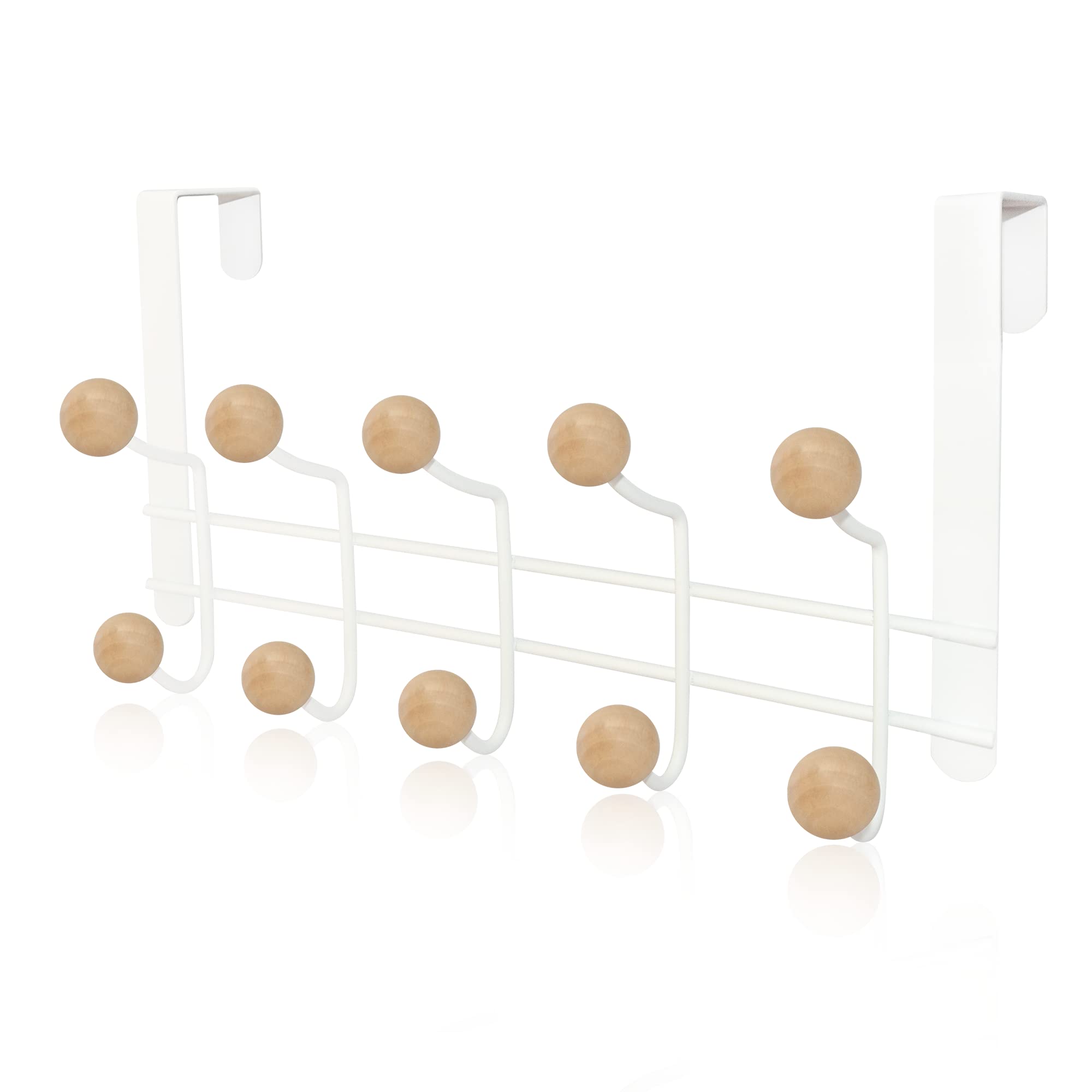 Loucarn Over The Door Hooks Door Hanger Hook for Clothes with 10 Wooden Door Hooks for Hanging Hats, Coats,Towels