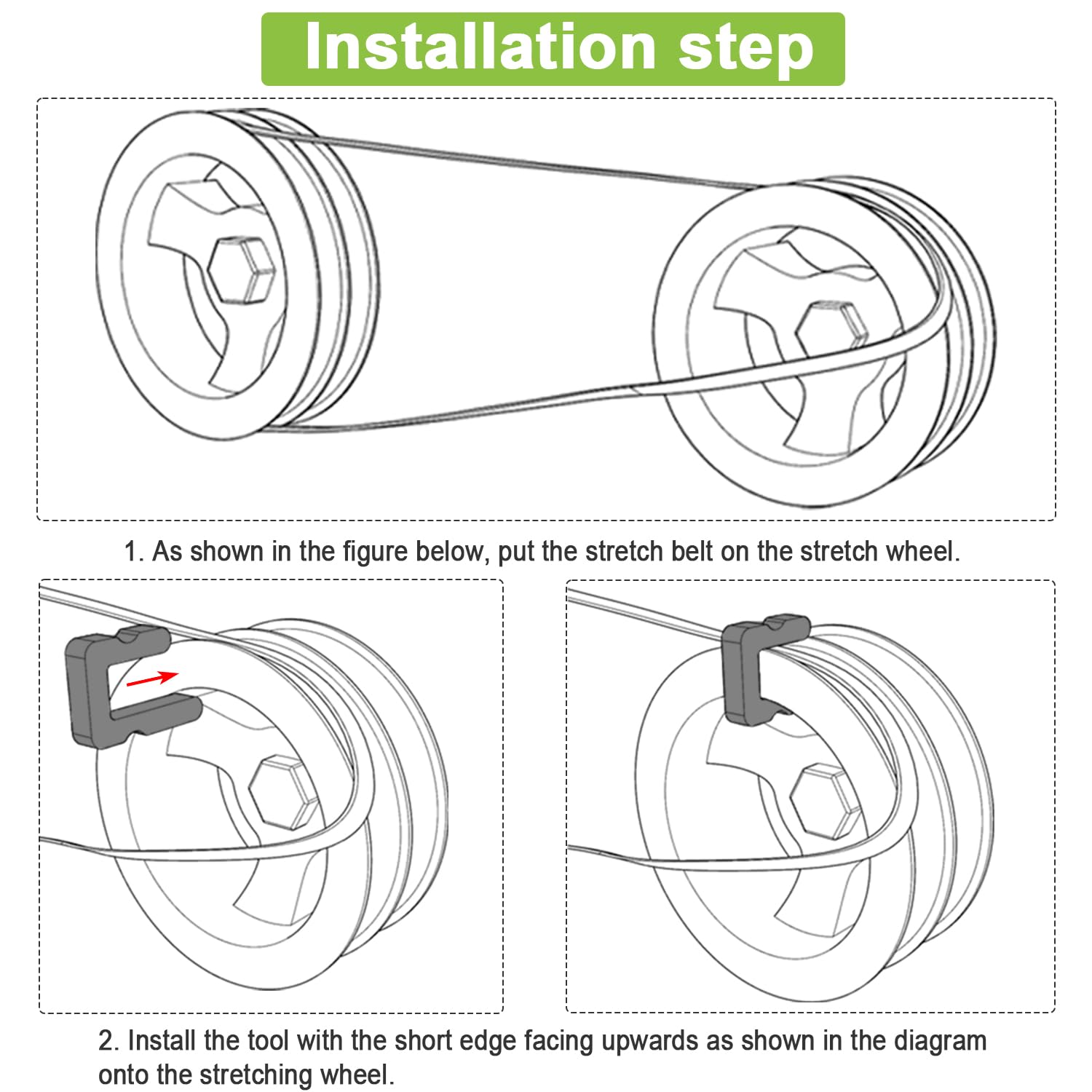 Stretch Belt Tool for GM 5.3.L, 6.2L, and 6.6L Gas Engines - Used to Install The Main Stretch Belt on Extra Deep Double Pulleys