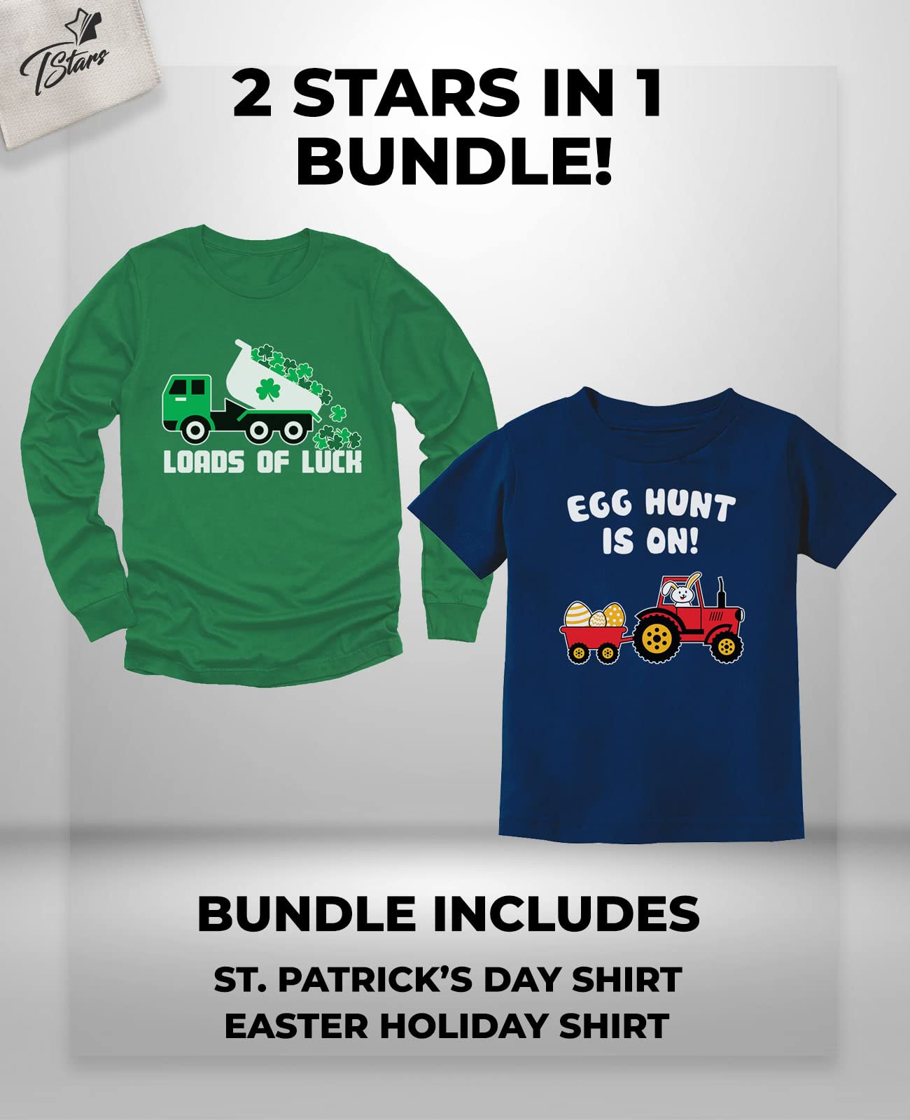 Tstars St Patricks Day Shirt Easter Shirt Loads of Luck Egg Hunt Tractor Toddler Easter Patrick Set 4T