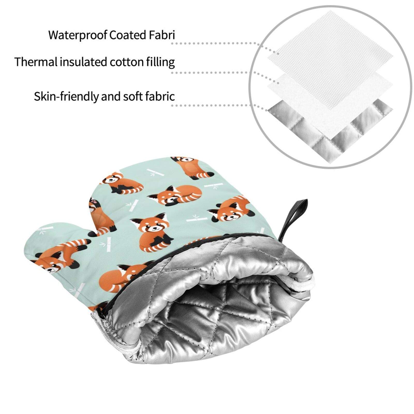 MSGUIDE Bears Oven Mitts and Pot Holders Sets, Heat Resistant 4 Pcs for Safe BBQ Cooking Baking Grilling