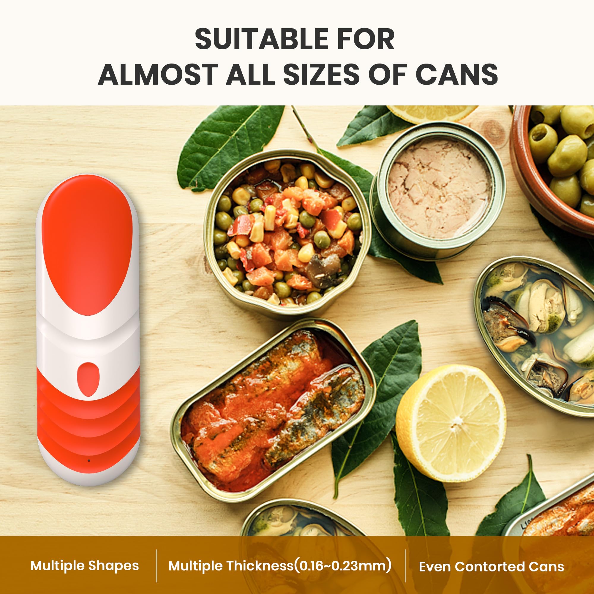miadore Electric Can Opener for Kitchen,Rechargeable Automatic Can Opener with Removable Tilted Blade,One-Touch Operation, Smooth Edge,Built-In Magnet,Power Warning-Vibrant Orange