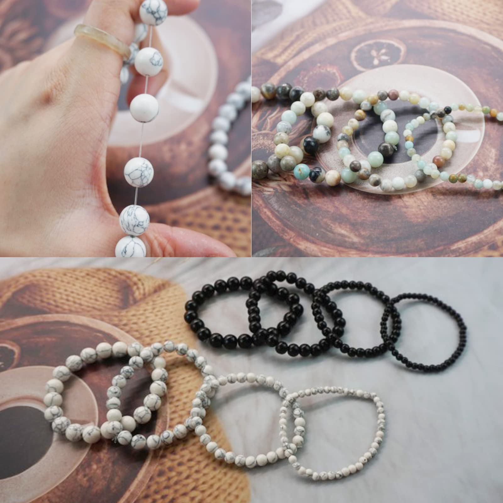 Svovin 16 Pcs Semi-Precious Gemstone Beaded Bracelets for Women Crystal Stackable Bracelets Stretch Multilayered Bracelets Set Natural Stone bead Bracelet