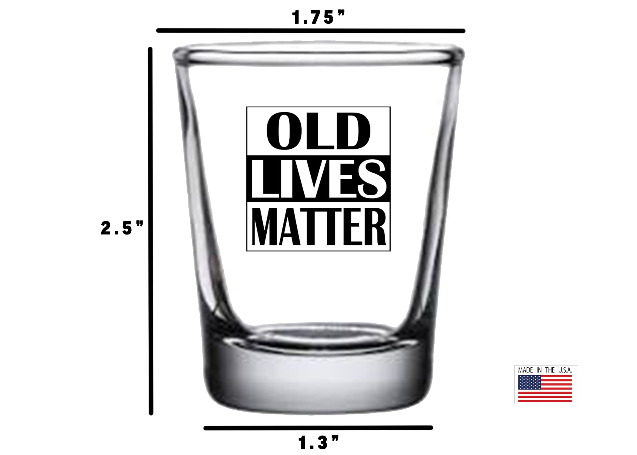 Rogue River Tactical Funny Old Lives Matter Joke Fashioned Whiskey And Shot Glass Bundle Drinking Cup Gag Gift Set For Him Her Men Dad Mom Grandpa Birthday or Retirement Combo Gift Set