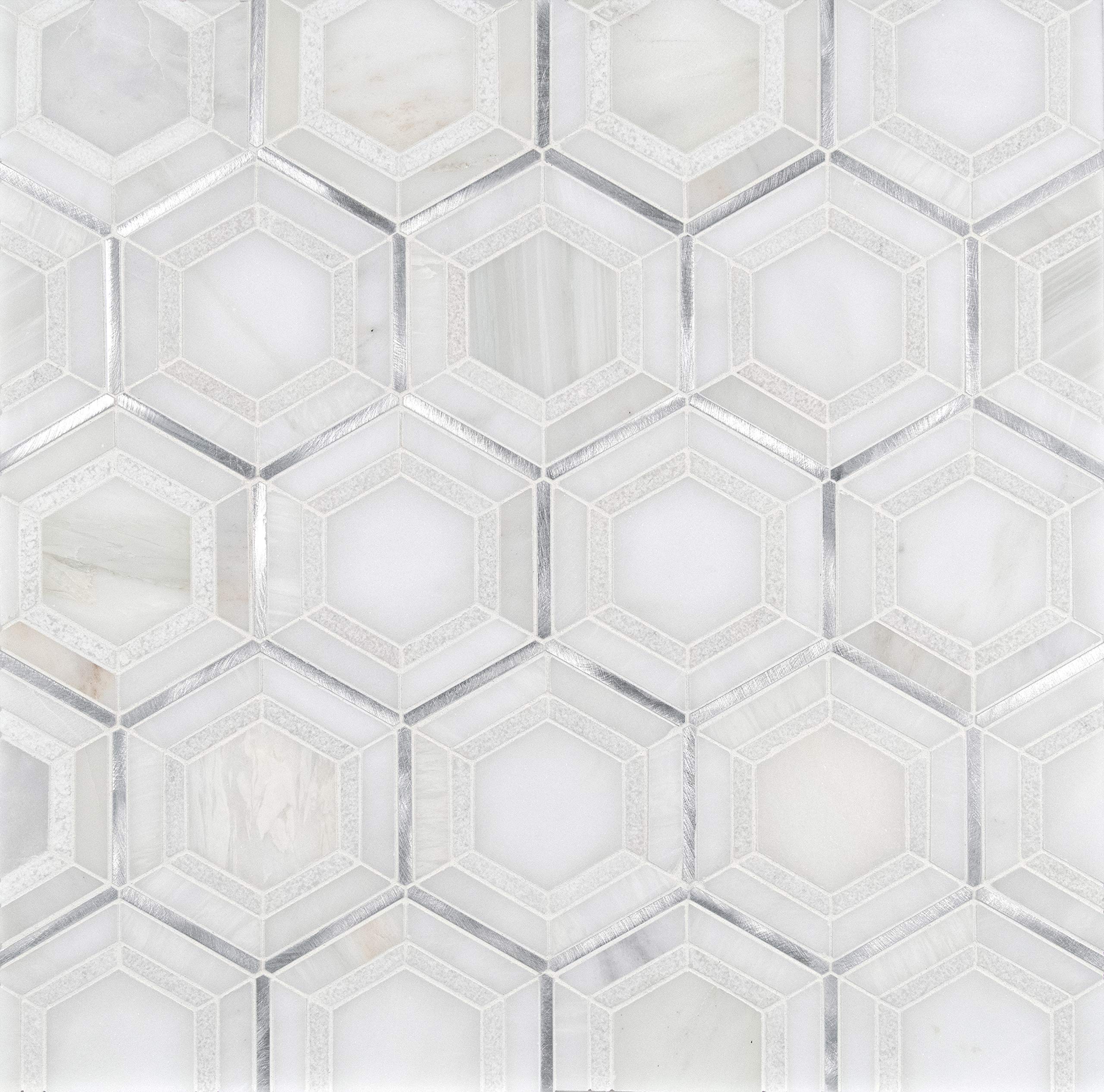 MSI Milano Silver 11.85 in. x 11.85 in. Picket-Square and Rectangle Pattern Marble Mosaic Wall Tile for Bathroom, Floor Tile, Kitchen Backsplash and Countertop Tile