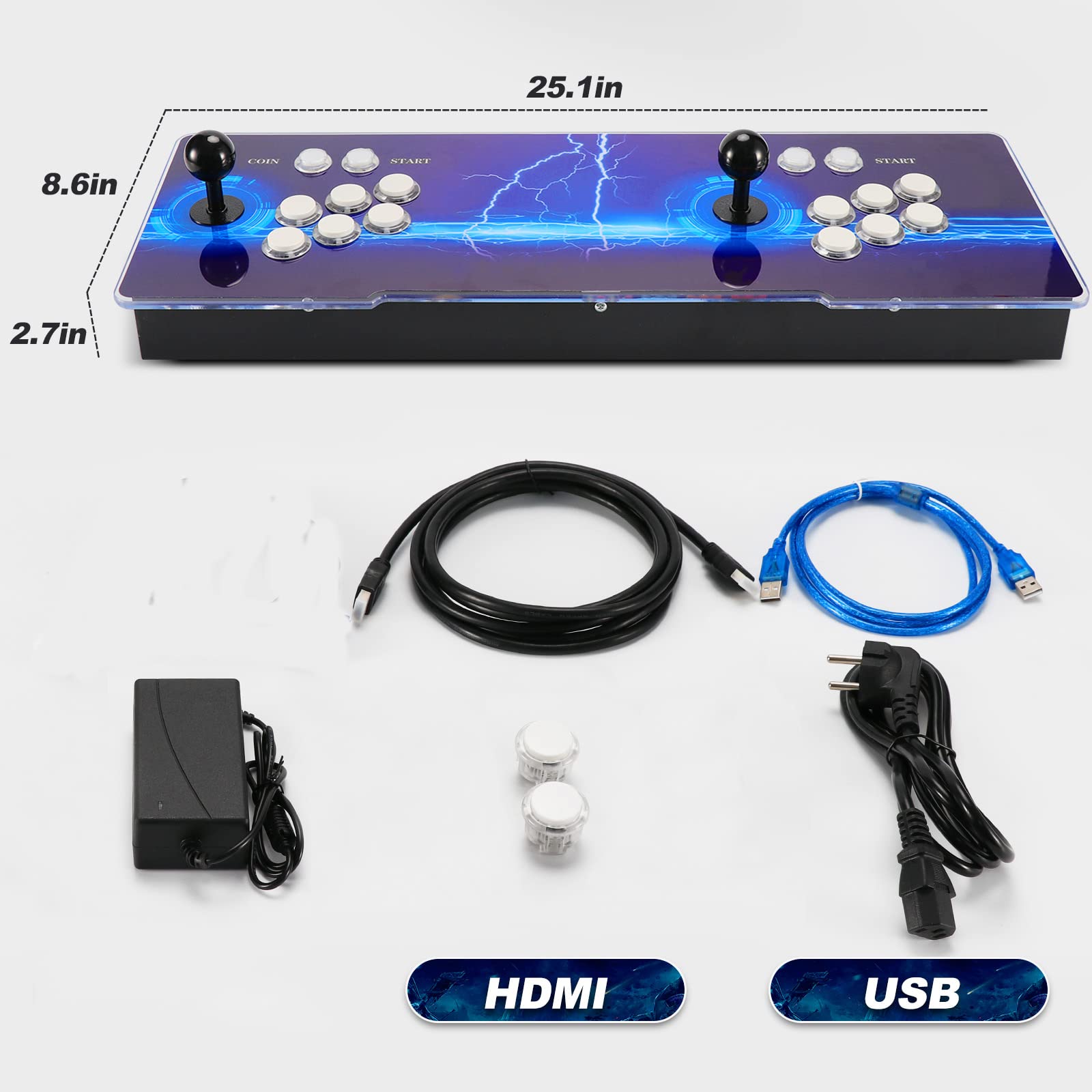 Uiexer 3D Pandora's Box with 20000 Classic Games, Have Download Function Classic Games Arcade Game Console, 1280 x 720 Full HD, 3D Games, Search/Save/Hide/Pause Game, 4 Players Online Game