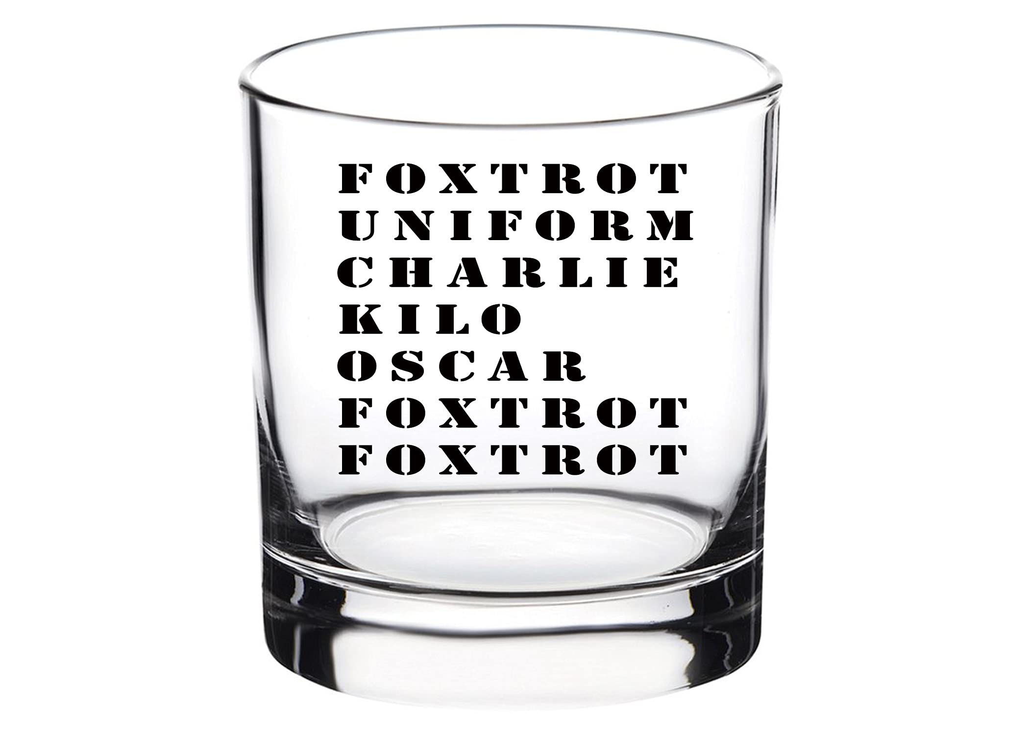 Rogue River Tactical Funny Foxtrot OFF Acronym Joke Old Fashioned Whiskey Glass Gift For Military Veteran Active Duty