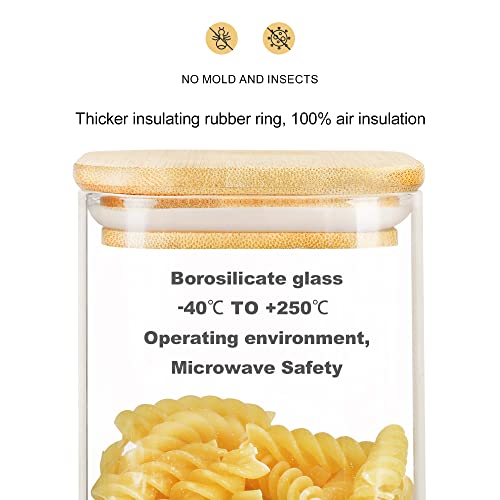 LIBWYS Square Pantry Glass Storage Jars with Bamboo Lids Set of 12, 297oz Airtight Food Containers Kitchen Storage Jars - Dishwasher Safe (12pack)