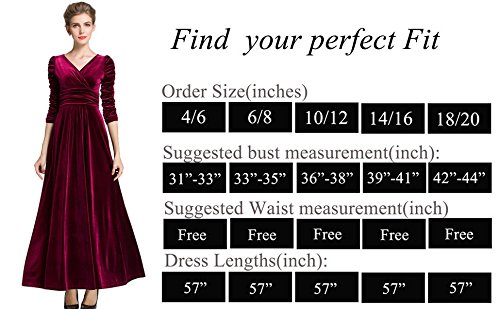 MedeShe Women's Christmas Long Velvet Maxi Dress (14/16, Burgundy Ruched Waist)