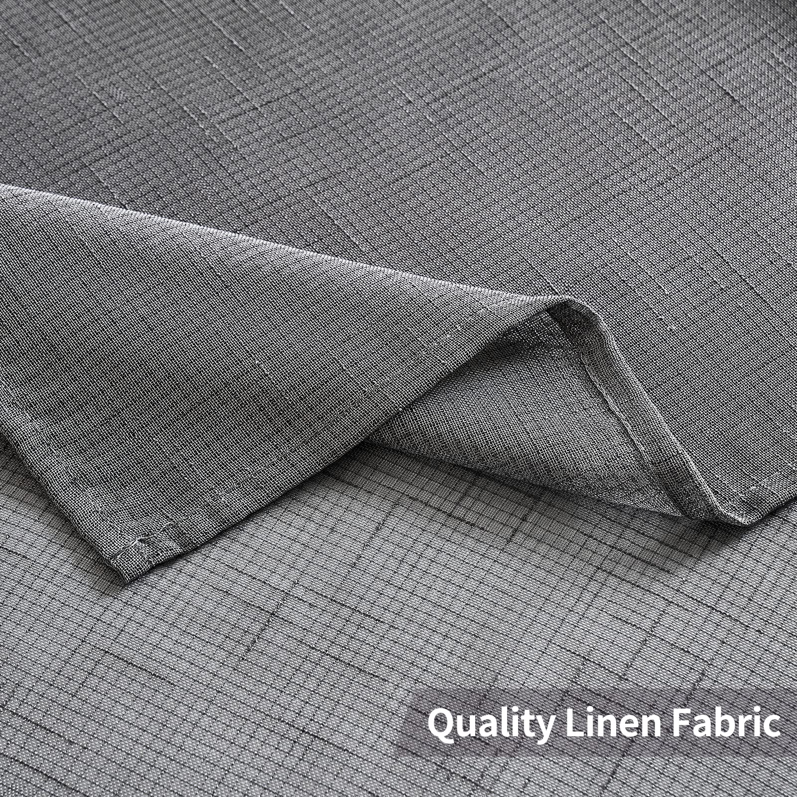 MIULEE 2 Panels Natural Linen Semi Sheer Window Curtains Elegant Solid Dark Grey Drapes Grommet Top Window Voile Panels Linen Textured Panels for Bedroom Living Room (52X96 Inch)