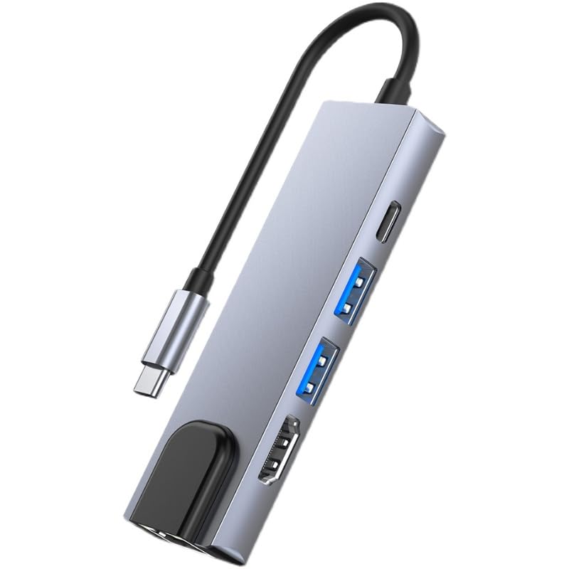 USB C Hub, 5 in 1 USB Adapter USB C to HDMI Multiport Adapter Laptop Docking Station with RJ45 Gigabit Ethernet, 4K HDMI, USB2.0, USB1.0, 100W PD