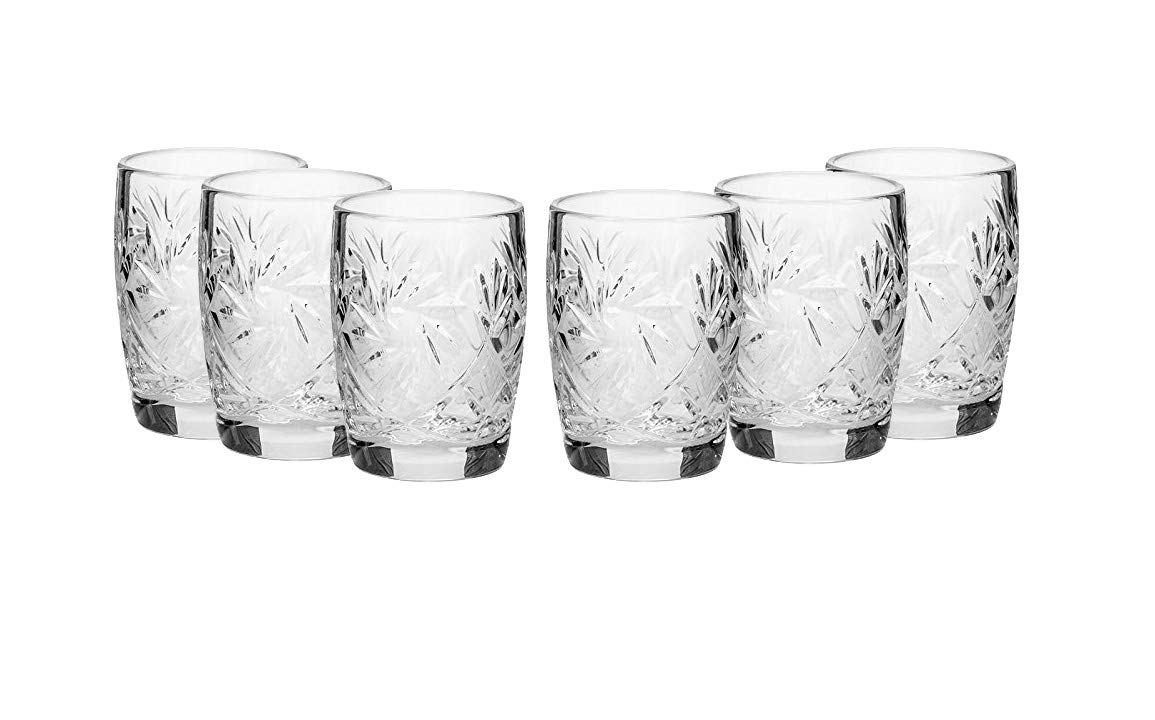 SET of 6 Russian CUT Crystal Shot Glasses 50ml Hand Made