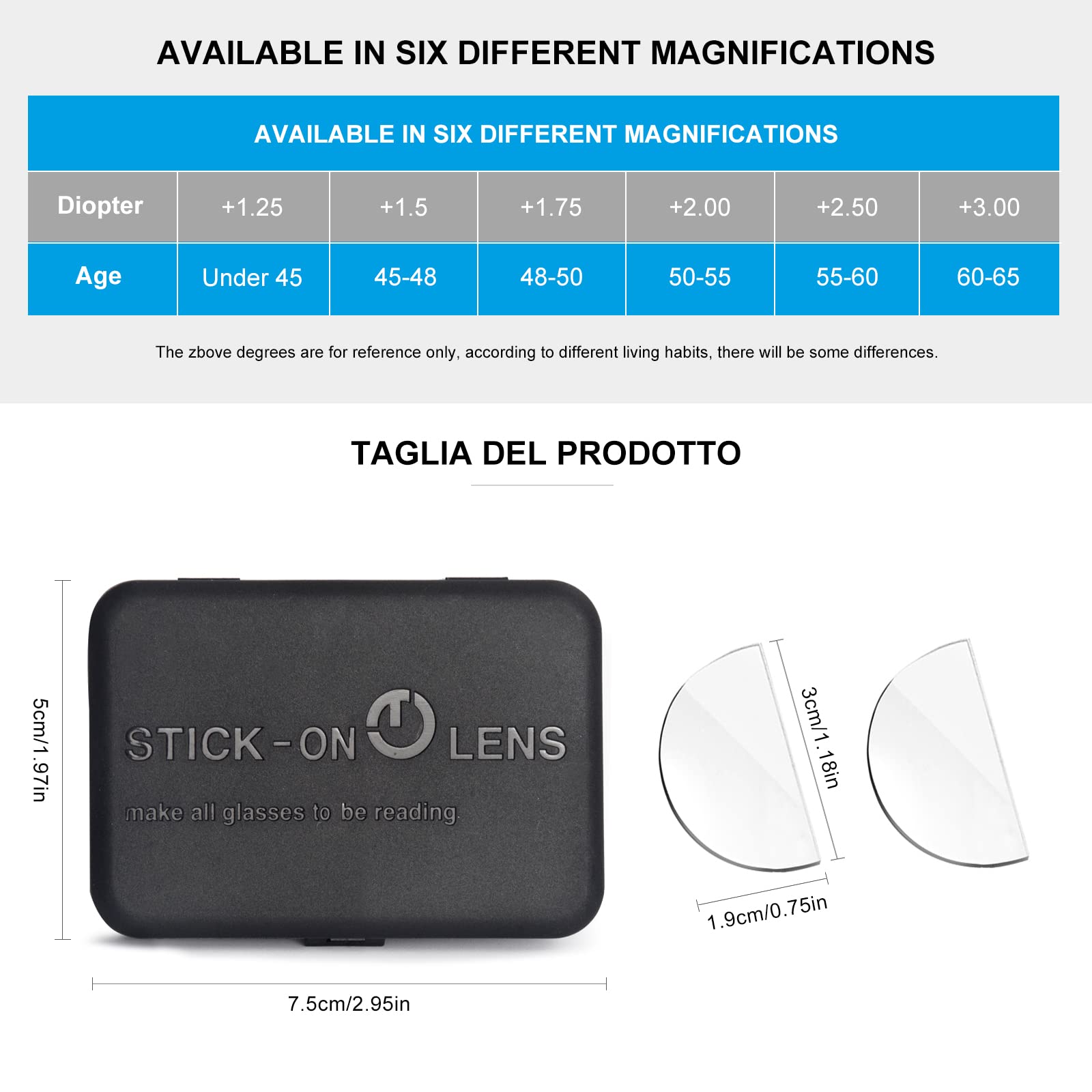 OKH 1 Pack Stick-on Bifocal Lenses, Convert Sunglasses, Goggles, or Glasses into Magnified Readers, Reusable, No Water Needed(+3.0)
