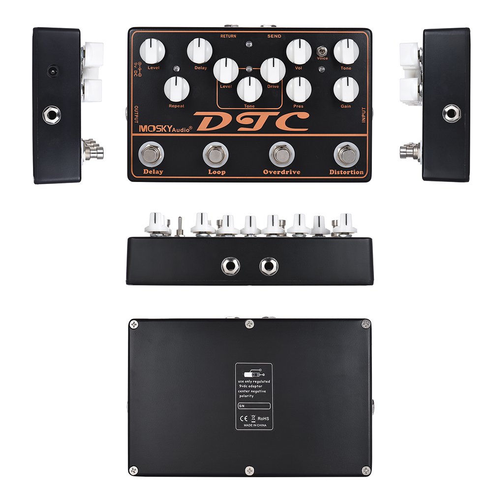 Moskyaudio DTC Multieffects Processor Multi-functional Pedal with Distortion Overdrive Loop Delay Effects in 1 Unit