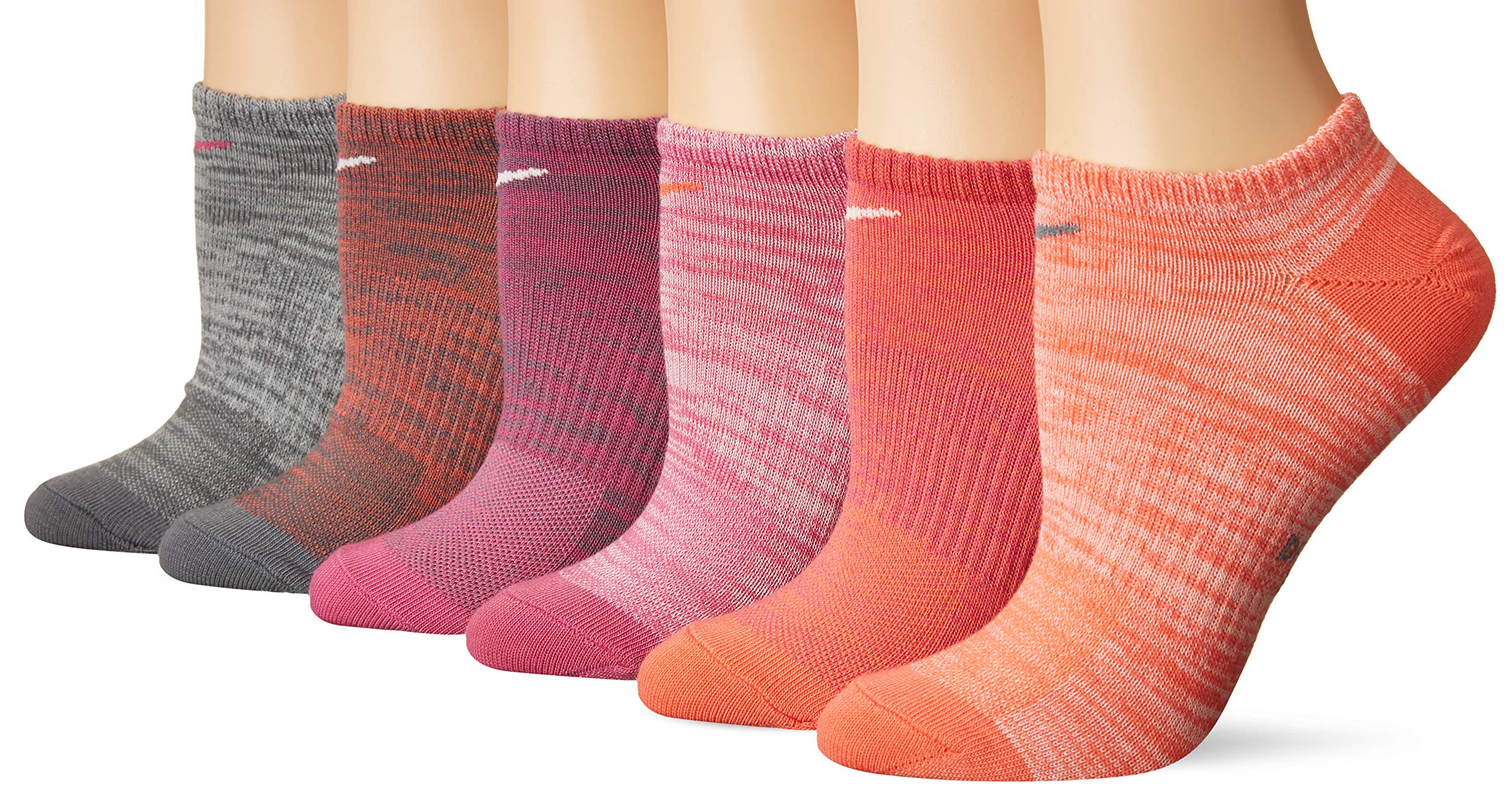 Nike Women`s Everyday Lightweight No Show Training Socks 6 Pack (Blue(SX7573-912)/Pink, Medium)