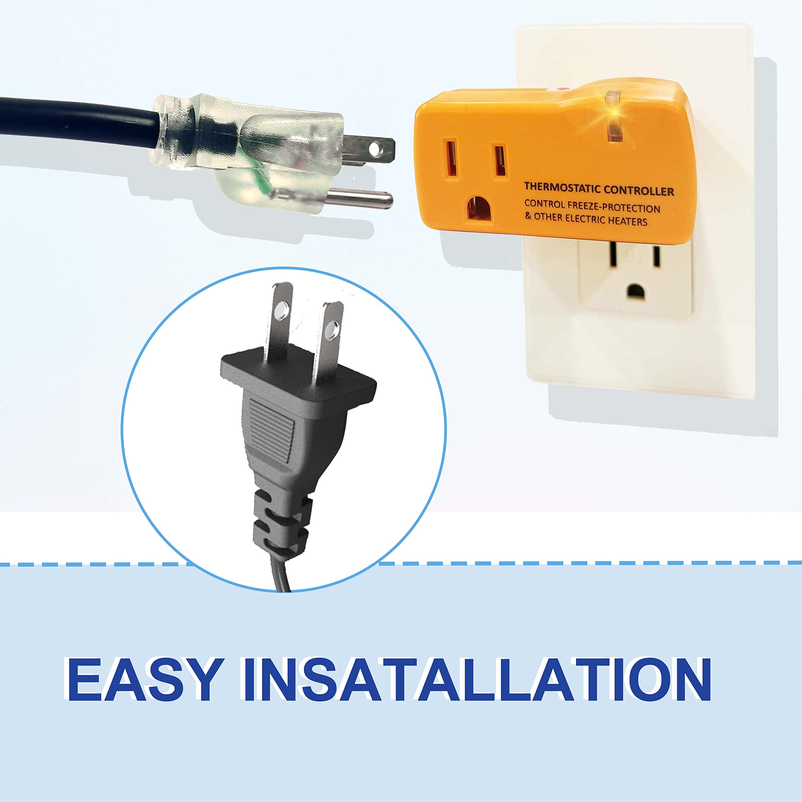 MAXKOSKO 2PCS Freeze Thermostatically Controlled Outlet,Automatically Turn On below 38°F and Off Over 50°F