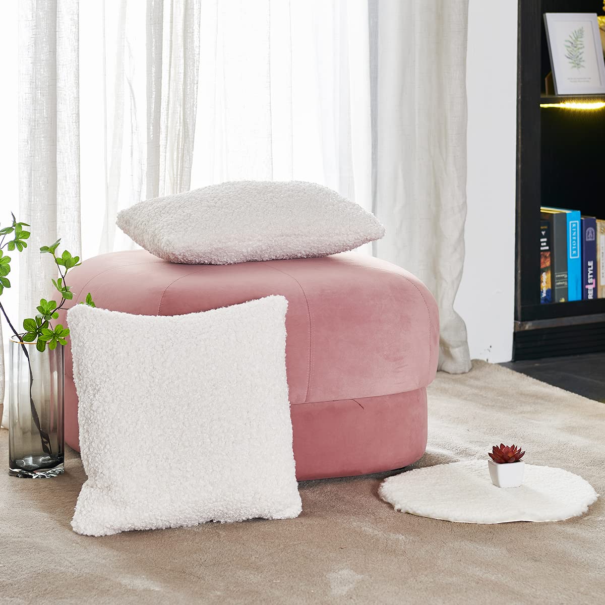 LUXMOD Pillow (Pillow Inner) 17.72 * 13.78in Solid Rustic Farmhouse Decorative Throw Pillow Covers Square Cushion Case for Home Sofa Couch Decoration (17.72 * 13.78)