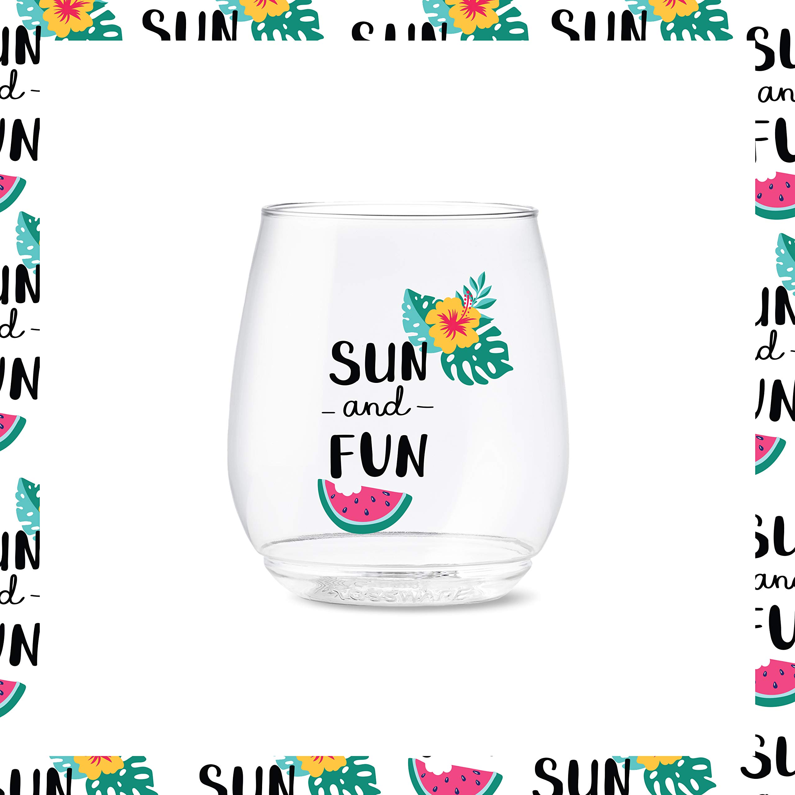 TOSSWARE POP 14oz Vino Summer Sips 1 Series, SET OF 6, Premium Quality, Recyclable, Unbreakable & Crystal Clear Plastic Wine Glasses