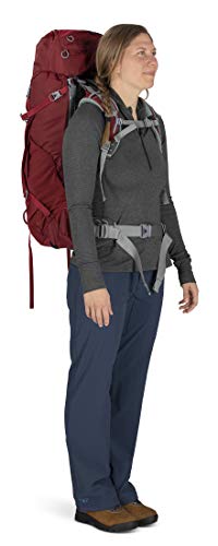 Osprey Ariel 55L Women's Backpacking Backpack, Claret Red, WXS/S