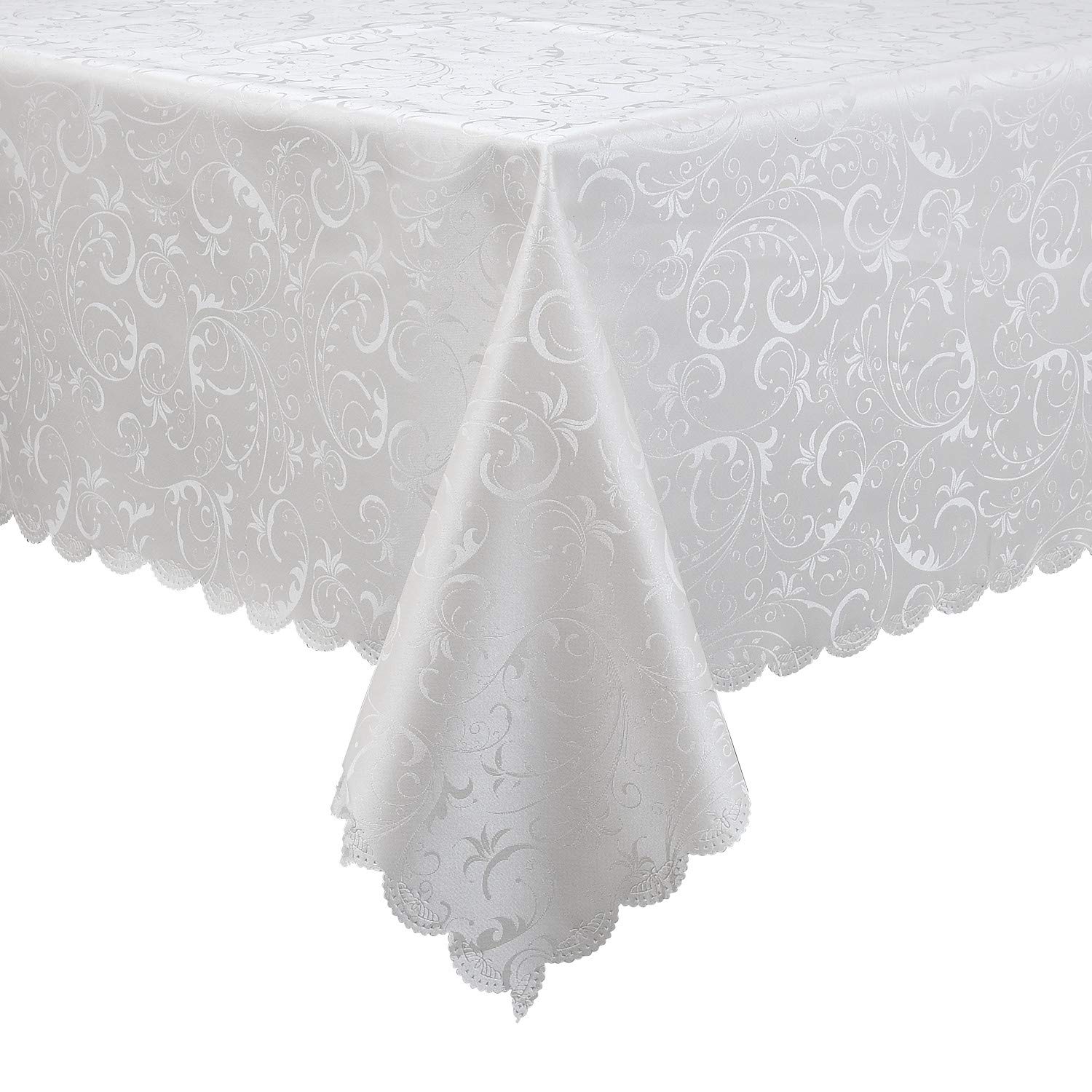 Locika Washable Vinyl Tablecloth Easy Care Dinning Tablecloth Rectangle Heavy Plastic Tablecloth Waterproof Spillproof Vinyl Tablecloth (White, 60" X 84" Rectangle/Oblong)