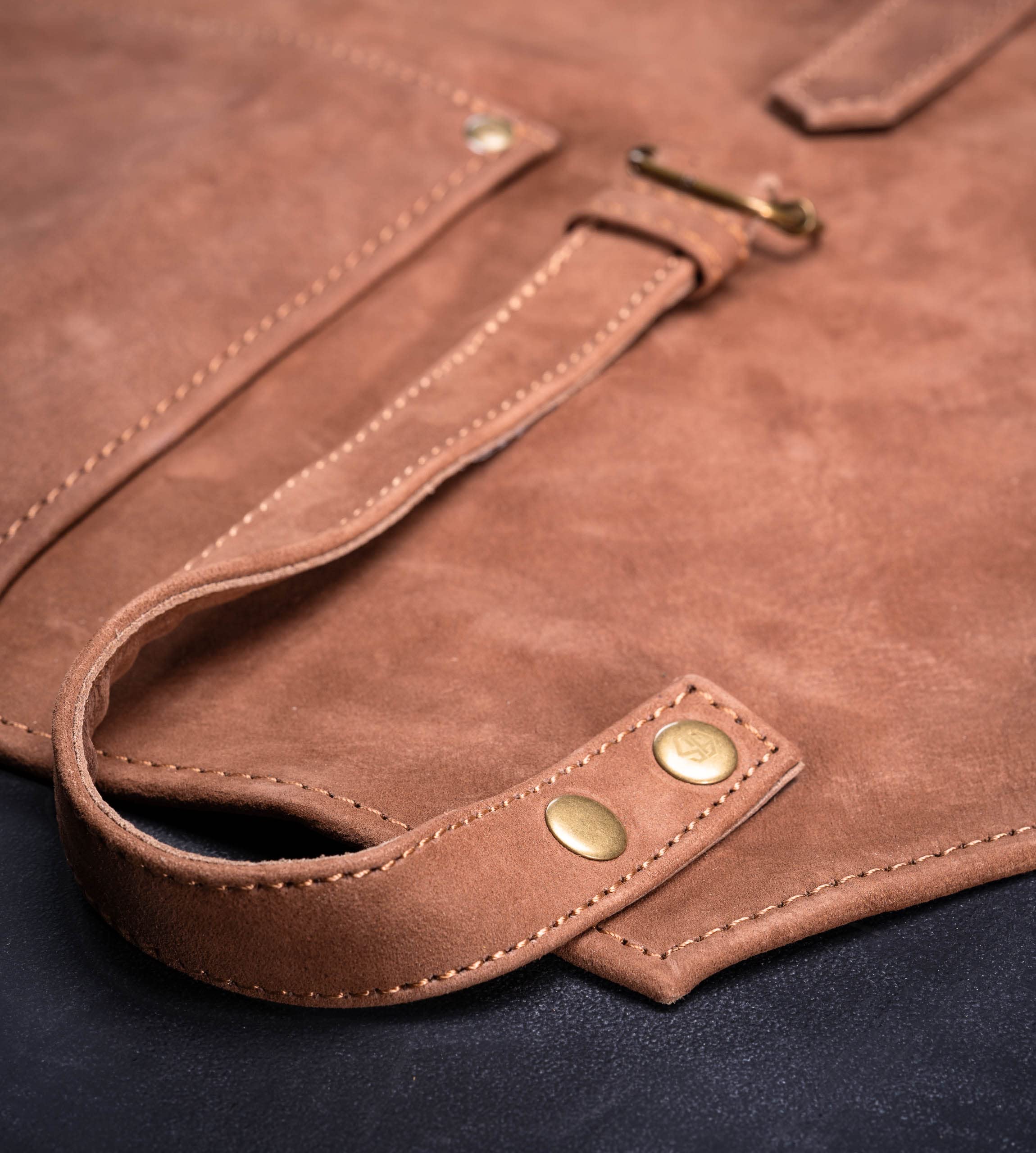 Premium Leather Apron - Full Leather handcrafted BBQ, Working, Barber Apron - One-Cut Style, adjustable Chef`s apron Henry