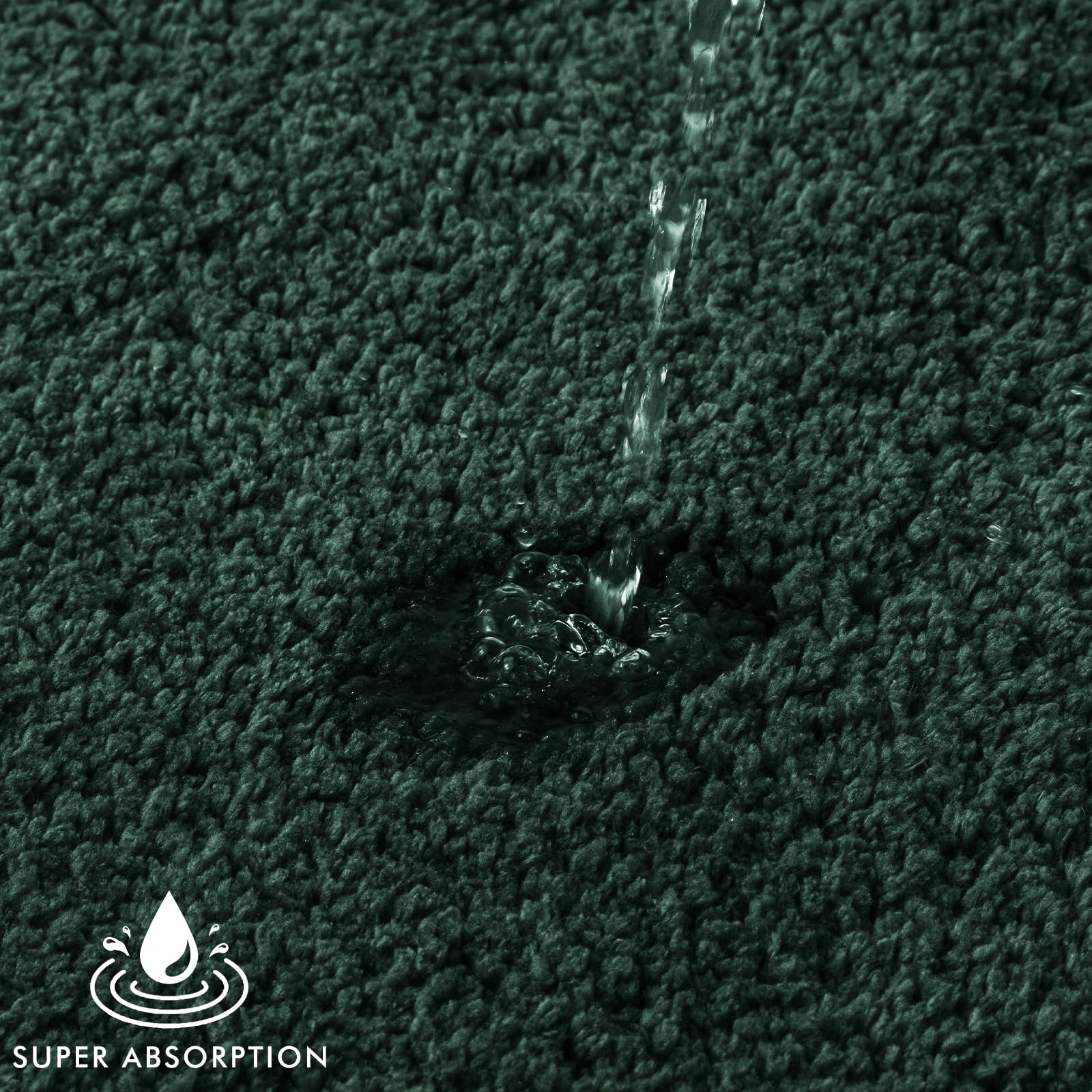 MIULEE Dark Green Bathroom Rugs Set 2 Piece, Non Slip Bath Mat with Absorbent Microfiber, Ultra Soft Thick Rugs for Bathroom Floor Tub Shower, Machine Washable (16 x 24 Inches)