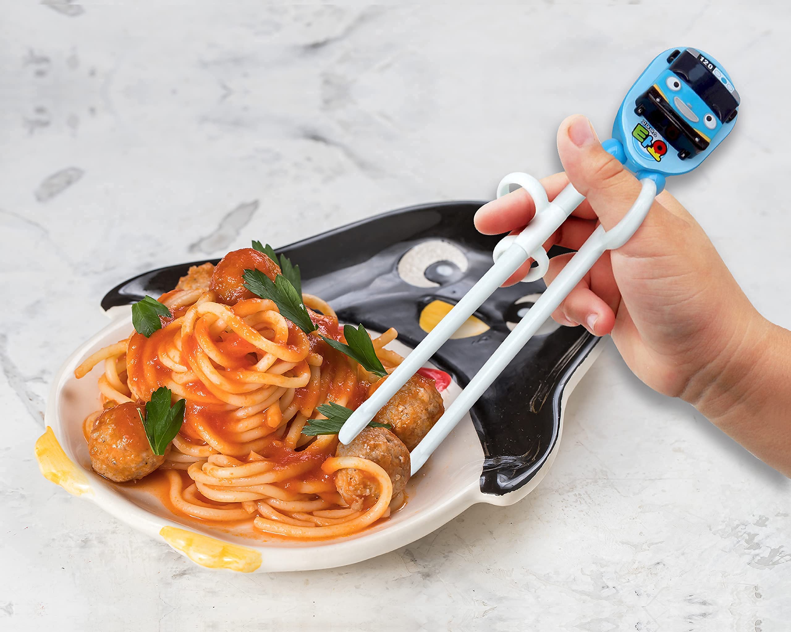 Tayo Training Chopsticks for Right Handed β Beginner for Kids, Edison Educational kitchen Suppliers for Toddlers, Durable Lightweight Portable BPA Free & ABS Plastic (Tayo (Blue))
