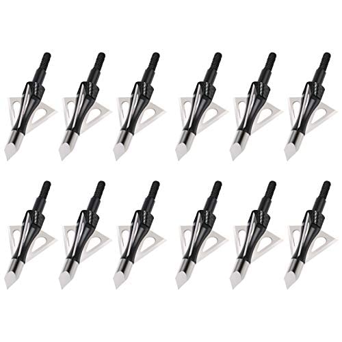 OTW Hunting Broadheads 3 Fixed Blades 100 Grain Archery Broad Heads Archery Broadheads for Small Game Crossbows and Compound Bow Arrows (12 Pack)