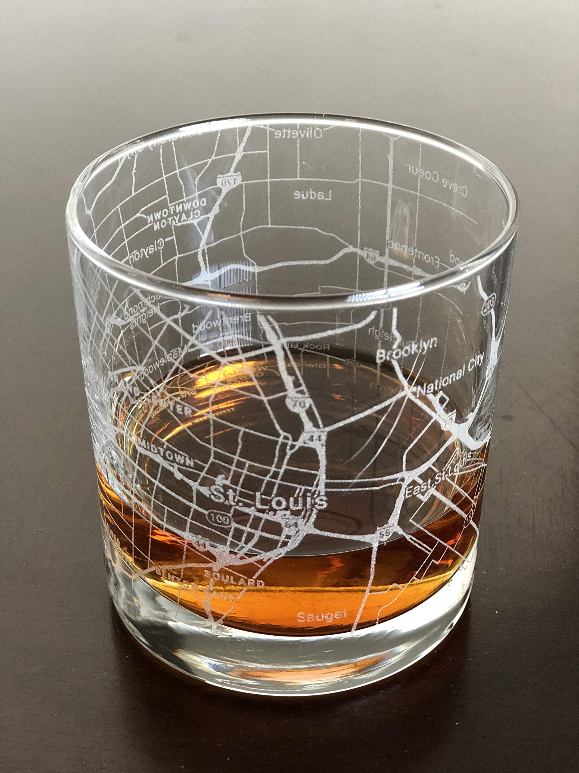 Rocks Whiskey Old Fashioned 11oz Glass Urban City Map St. Louis Missouri